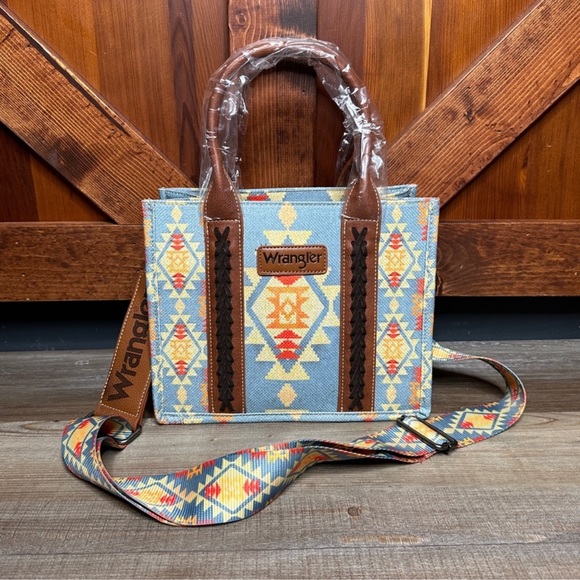 Wrangler | Bags | Nwt Wrangler Mini Tote Blue Southwestern Aztec Small ...